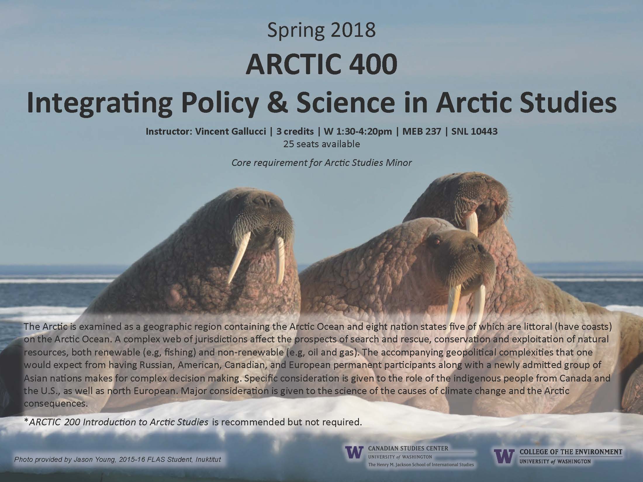 Enroll now! - Policy and Science on the Arctic | Department of ...