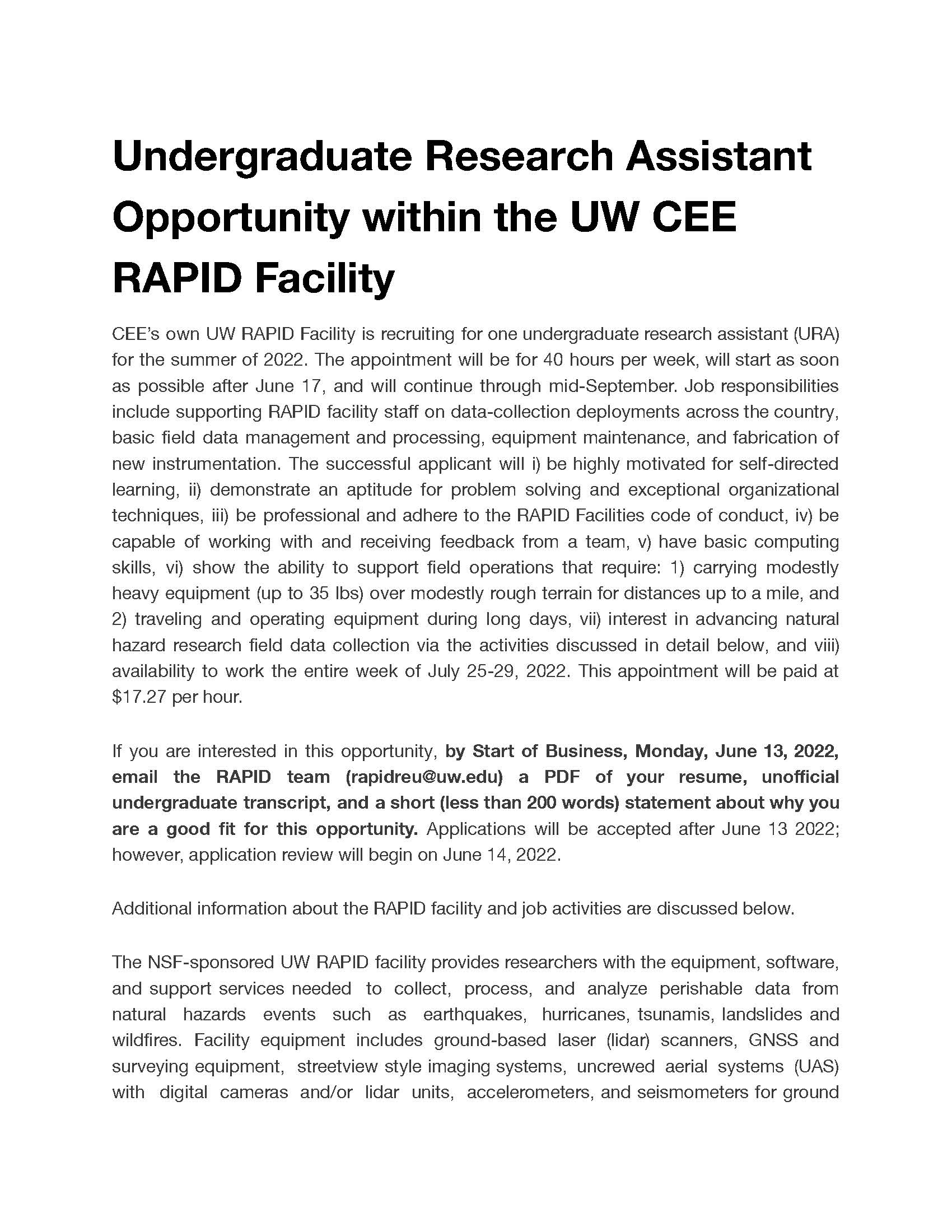 Summer job opportunity for undergraduates! | Department of Political ...