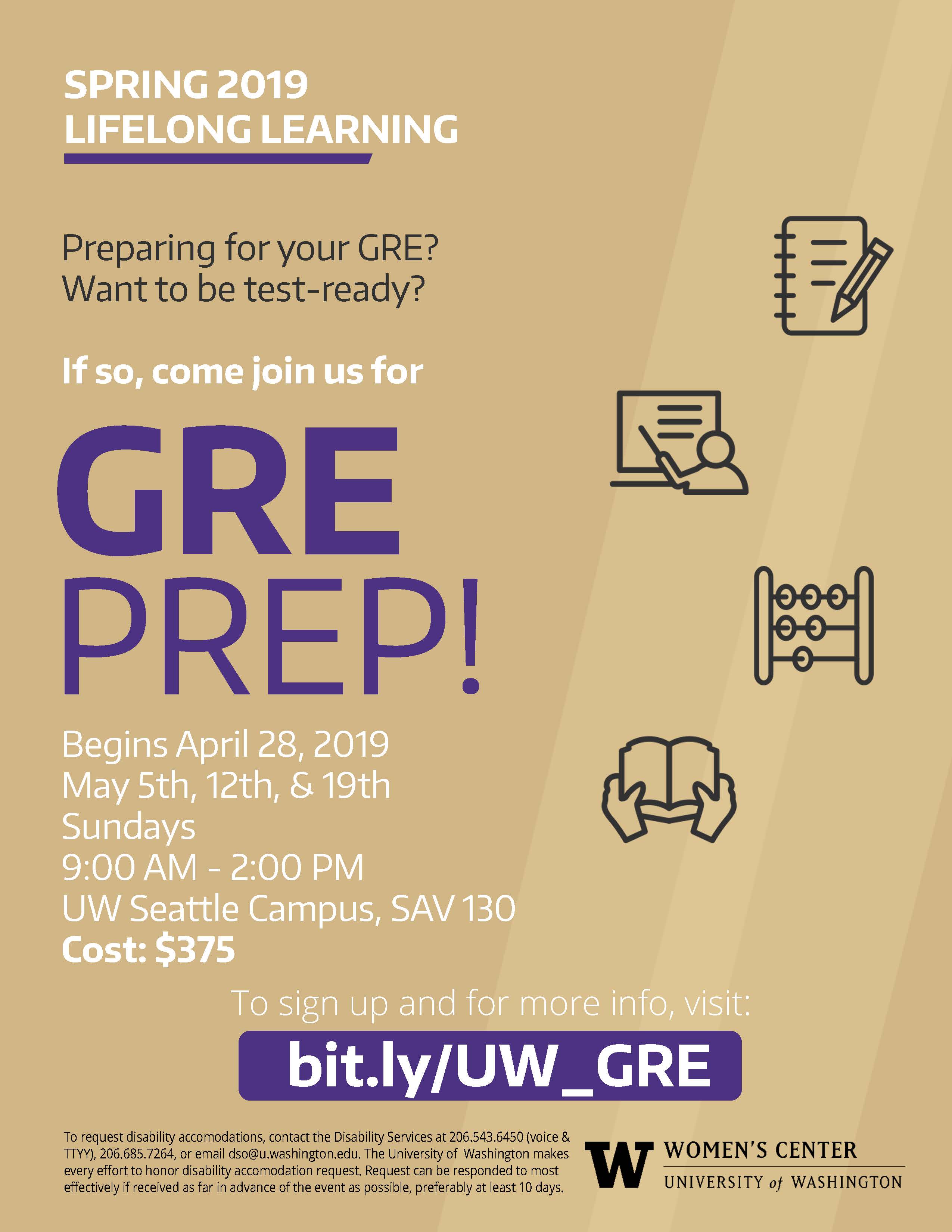 UW Women's Center Spring GRE Prep Classes | Department of Political ...