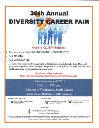Diversity Career Fair, Thursday, January 26, 2017-Seattle Campus, HUB ...